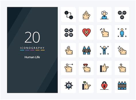 20 человеческая линия заполненная иконка для презентации иллюстрация