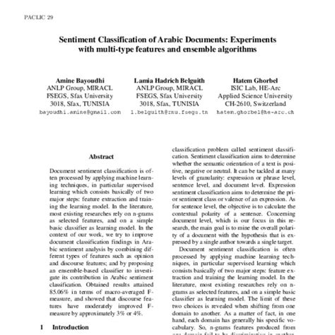 Sentiment Classification Of Arabic Documents Experiments With Multi