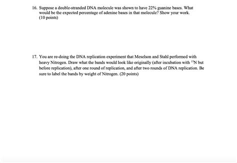 Solved Suppose A Double Stranded DNA Molecule Was Shown Chegg