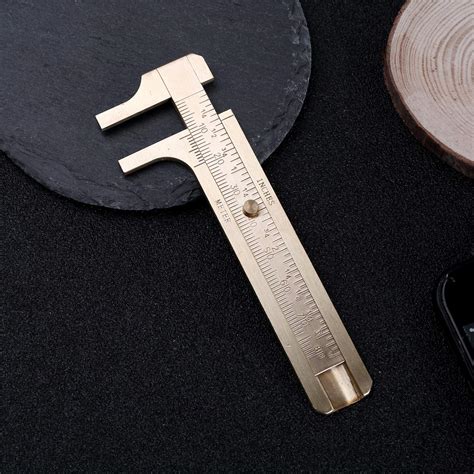Juland Retro Vernier Caliper Copper Alloy Mini Brass Sliding Pocket Caliper Metal Double Scale
