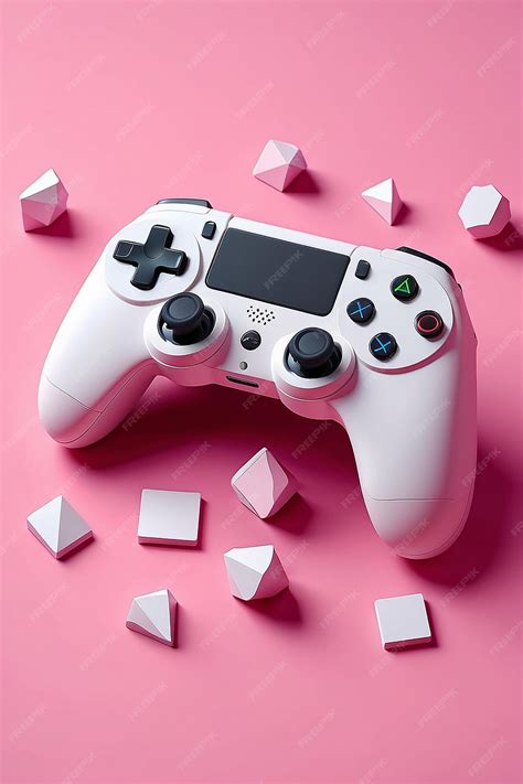 Premium Photo White Standard Game Controller Joystick Gamepad On A Pink Background With