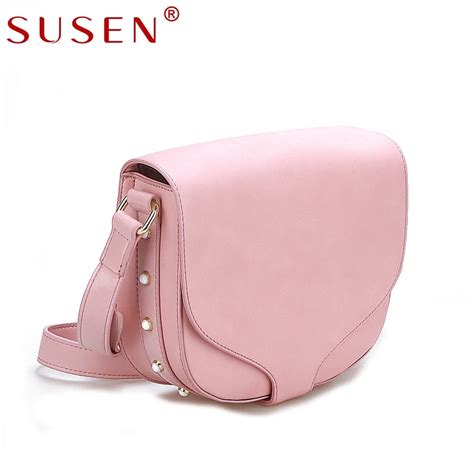 Susen Pu Leather Saddle Handbags Solid Soft Shoulder Messenger Bag