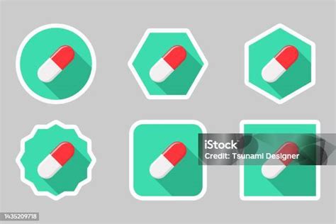 빨간 알약 캡슐 의학 벡터 마크 기호 녹색 스타일 화이트 스트로크 디자인 알약 캡슐 아이콘 세트 1위에 대한 스톡 벡터 아트 및 기타 이미지 Istock