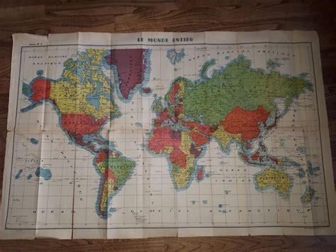 Old Vintage Large Worlds Maps 1940s 1910057915