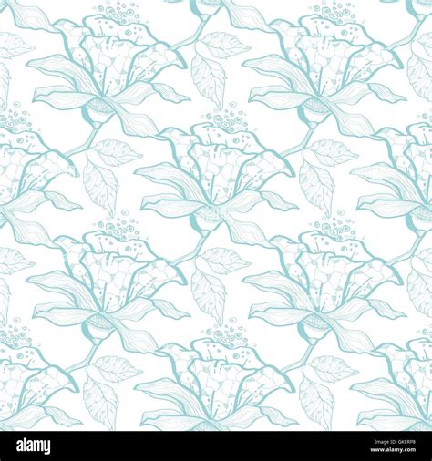 Vector Light Blue Lace Florals Seamless Pattern Background Stock Vector Image Art Alamy