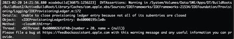 ios xcode 14 2 unable to close provisioning ledger entry because not