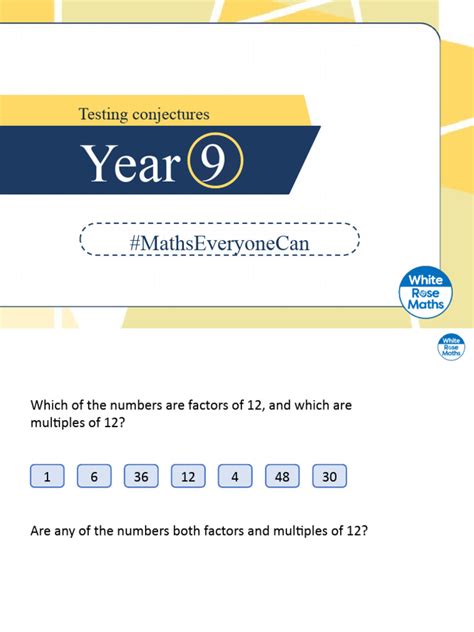 Year 9 Autumn 3 Testing Conjectures Exemplar Questions And Answers