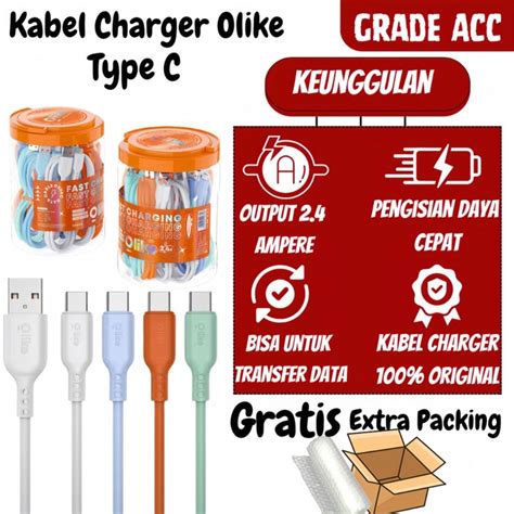 Jual Kabel Charger Kabel Data Olike Tipe C 2a Pengisian Daya Super