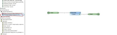 published parameters value in python caller in custom transformer
