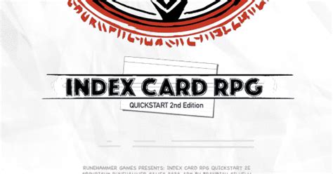 Index Card Rpg Quickstart 2nd Edition Rpg Item Rpggeek