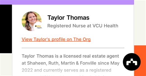 Taylor Thomas Registered Nurse At Vcu Health The Org