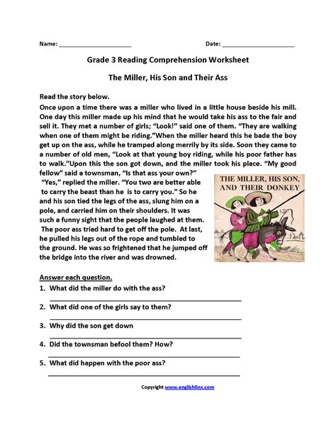 3rd Grade Fluency Passages Comprehension Worksheets Worksheets Library