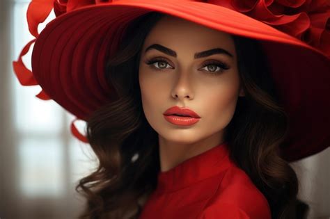 Premium AI Image Woman In Red Hat Illustration AI GenerativexA