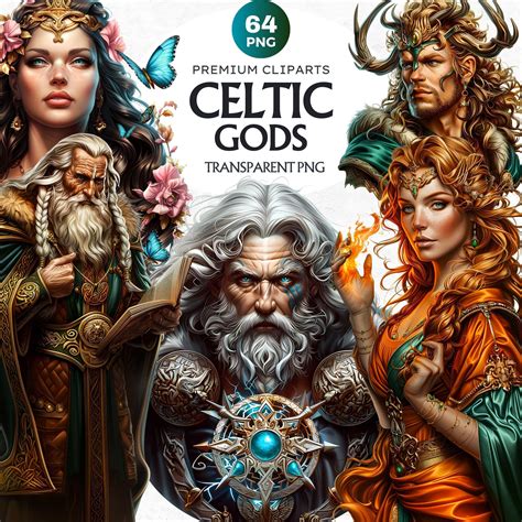 64 Celtic God Goddess Clipart Set Celtic Mythology Graphics Ancient