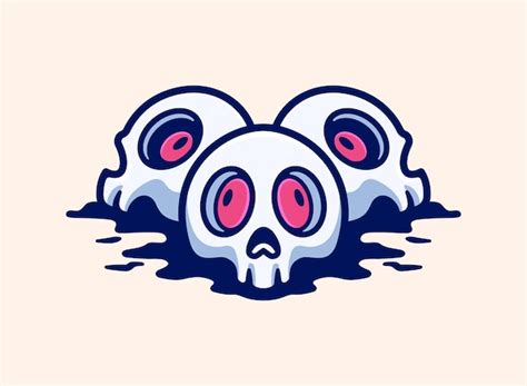 Premium Vector Three Creepy Skull Icons Cartoon Vector
