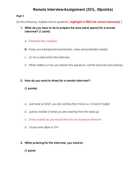 remote interview assignment 1 what do you have to do to prepare the area work spacinterview