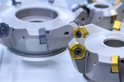 Close Up Scene The Face Milling Tool For Rough Cutting Process Stock