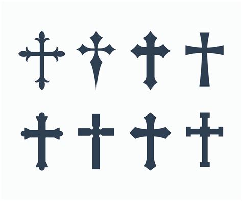 Christian Cross Vector Symbol Flat Style Set Of Different Crosses Icon