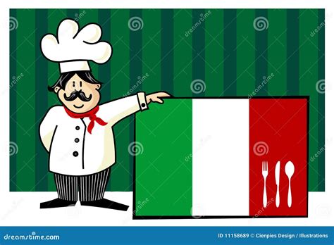 Chef Kok Van Italiaanse Keuken Vector Illustratie Illustration Of