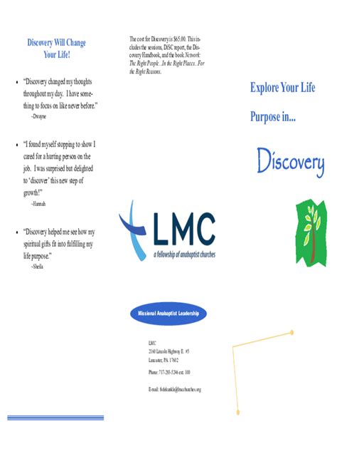 Fillable Online Discovery Lmc A Fellowship Of Anabaptist Churches Fax