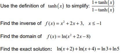 Solved 1 Tanh X Ltanh X Use The Definition Of Tanh X To Chegg Com