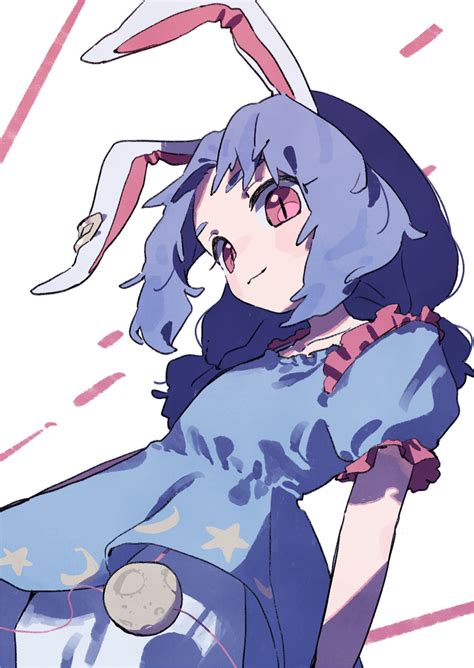 Safebooru 1girl Animal Ears Blue Dress Blue Hair Closed Mouth