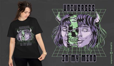 Demon Girl Skull T Shirt Design Vector Download