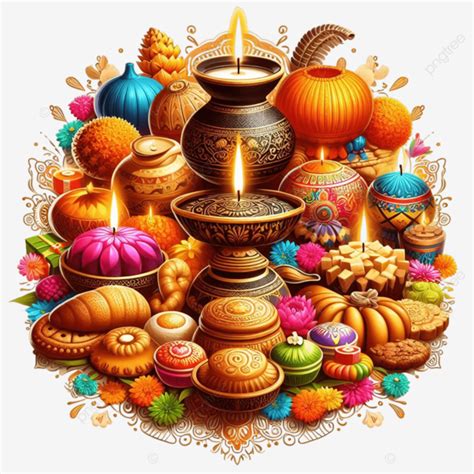 인도 축제 디야는 인도의 다양한 지역의 과자로 축하합니다 구디 파드와 전통 인도 축제 디야 과자 Png 일러스트 및 이미지