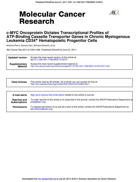 Pdf C Myc Oncoprotein Dictates Transcriptional Profiles Of Atp