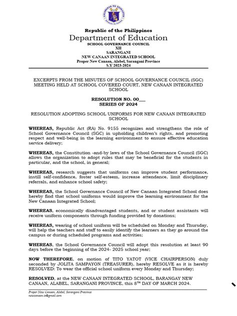 Sgc Resolution School Policies Pdf