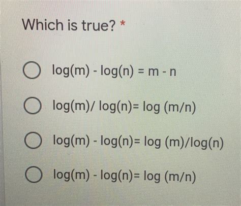 solved which is true log m log n m n log m log n log m n