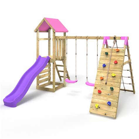 Rebo Greenhorn Pink Challenge Climbing Wall W Swings And Slide