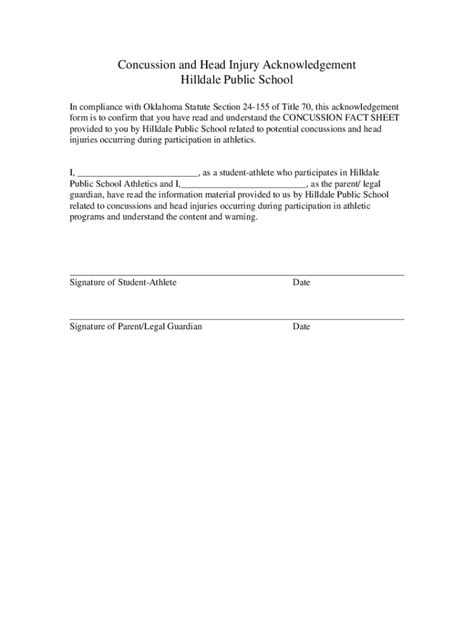 Fillable Online Sports Related Concussion And Head Injury Fact Sheet