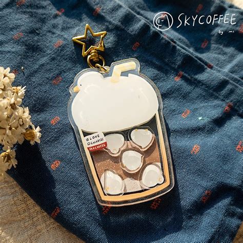 【skycoffee】搖搖星冰樂雙層壓克力吊飾 水豚店長與鴨鴨們 設計館 米乾 Mi 鑰匙圈鑰匙包 Pinkoi