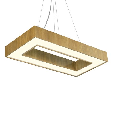 Luminária Pendente Retangular Slim Freijó Led Wood Iluminação