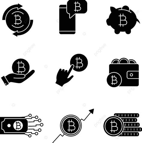 Bitcoin Cryptocurrency Glyph Icons Set Currency Silhouette Pack Vector Currency Silhouette