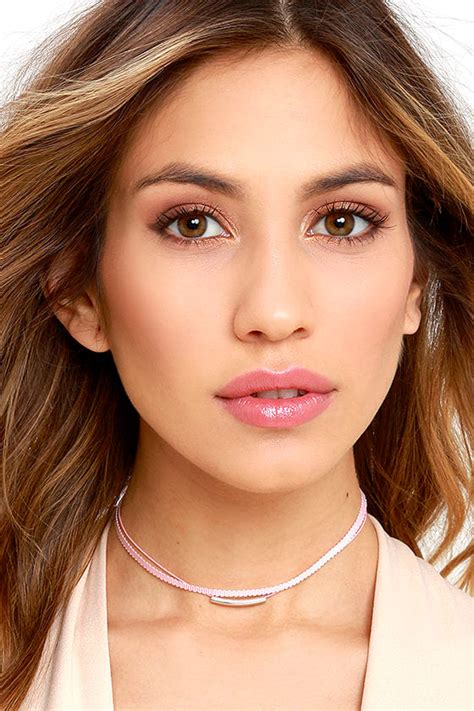 Cute Silver And Blush Pink Necklace Choker Necklace Collar Necklace