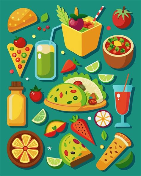 Premium Vector A Delicious Food Set To Delight Your Taste Buds