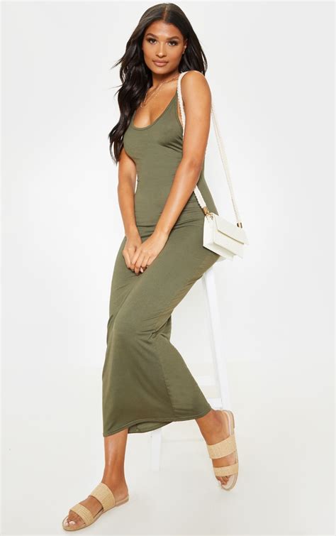 Khaki Drop Arm Hole Maxi Dress Dresses Prettylittlething