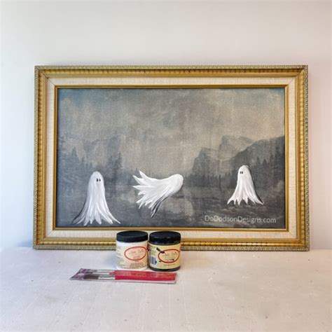 Easy Ghost Paintings On Thrifted Art For Halloween Do Dodson Designs