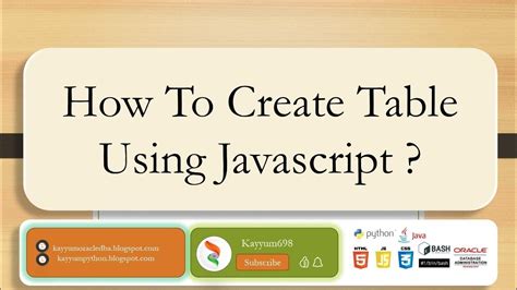 Javascript👉 How To Create Table Using Javascript ´ ` Youtube