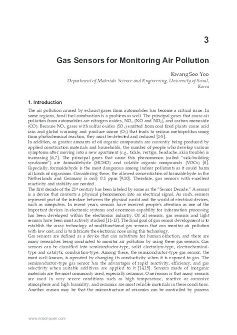 Pdf Gas Sensors For Monitoring Air Pollution