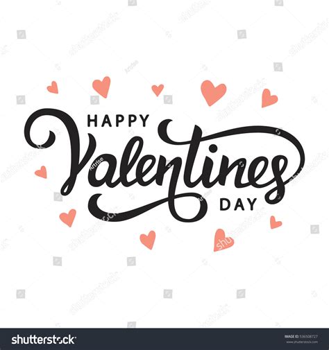 Happy Valentines Day Typography Poster Handwritten Stock Vector