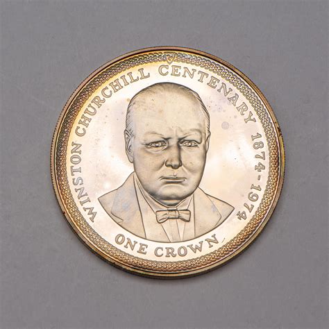 1 Crown Isle Of Man Elizabeth Ii Winston Churchill Centenary 1874