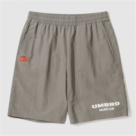 엄브로 아카이브 클럽 아치 레터링 우븐쇼츠 5부 카키그레이 Uo121chp21 위시버킷