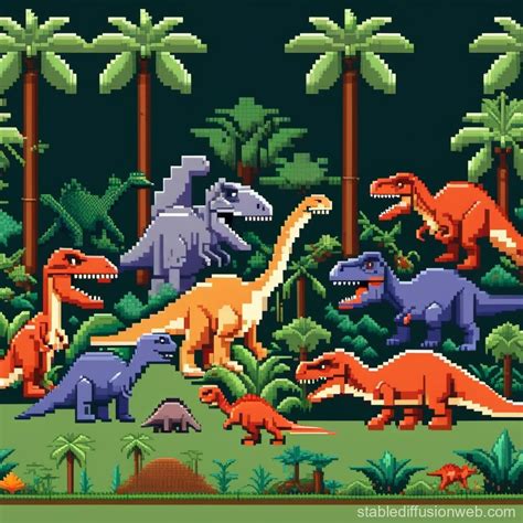 Jurassic Park Dinosaurs Garden Stable Diffusion Online