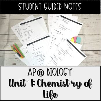 AP Biology Unit Chemistry Of Life Guided Student Notes By Teach On A Mission
