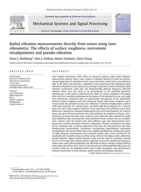 Pdf Radial Vibration Measurements Directly From Rotors Using Laser Vibrometry The Effects Of