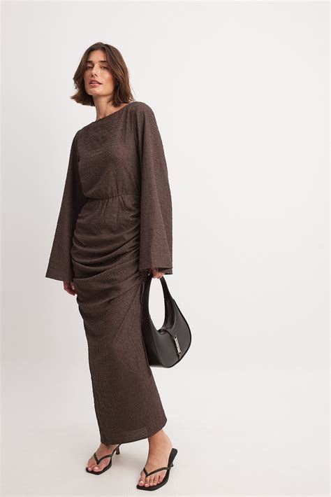 Structured Quality Drawstring Maxi Dress Brown Na Kd