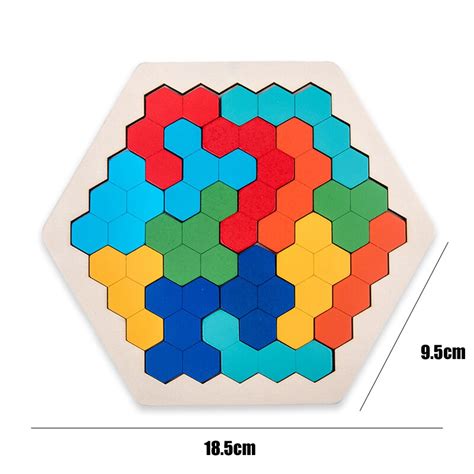 Wood Puzzles Iq Hexagon Puzzle Honeycomb Shape Tan Vicedeal